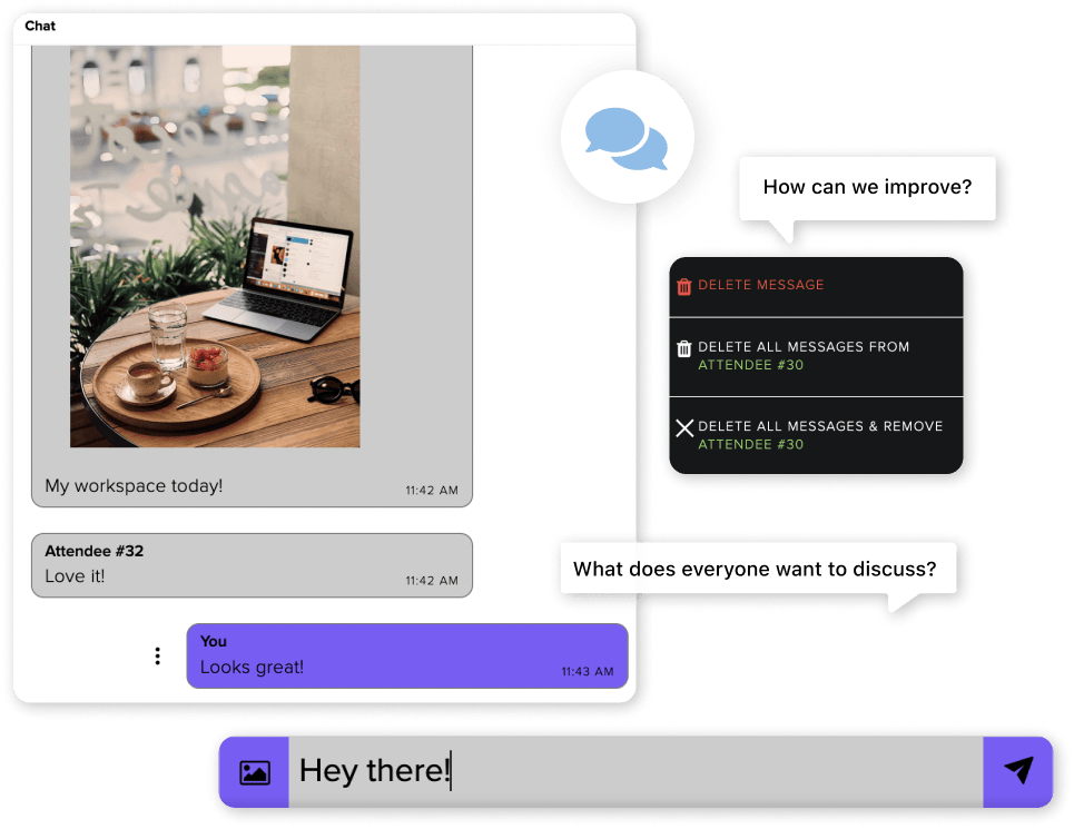 Live Chat Engagement Tool | Virtual Event Messaging Software | MeetingPulse